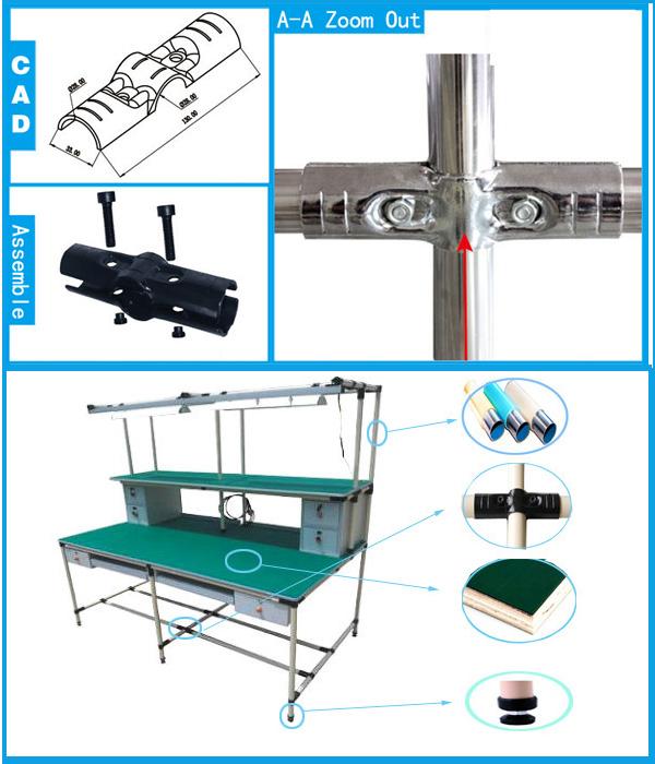 Hitam logam sendi untuk sistem rak pipa PE dilapisi pipa baja logam ...